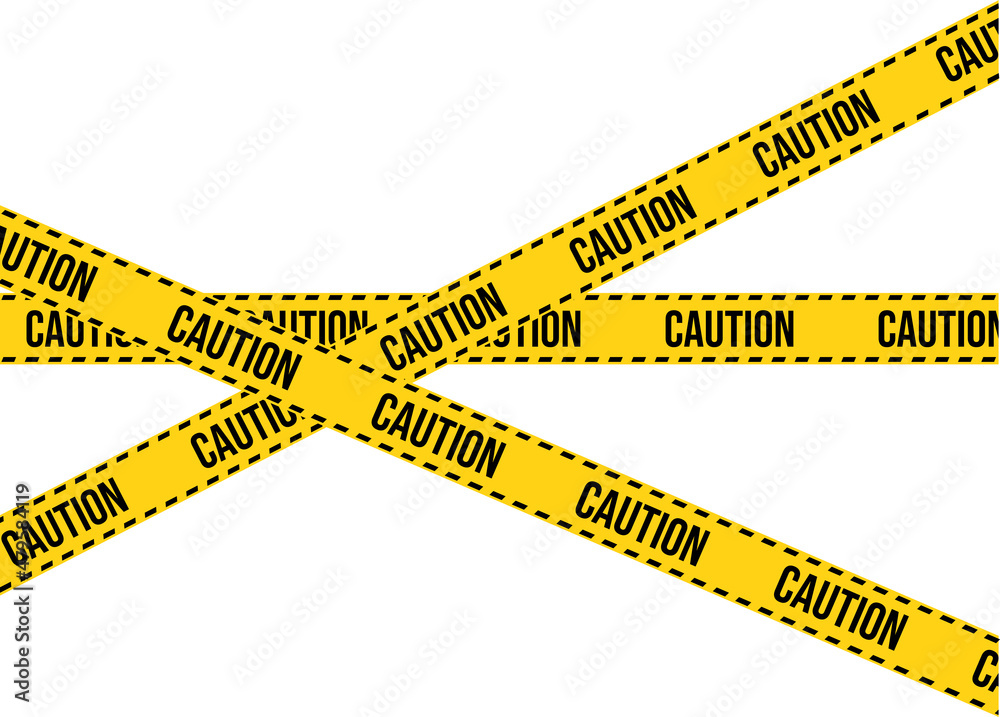 Yellow caution tape on transparent background. Vector warning ribbon in ...