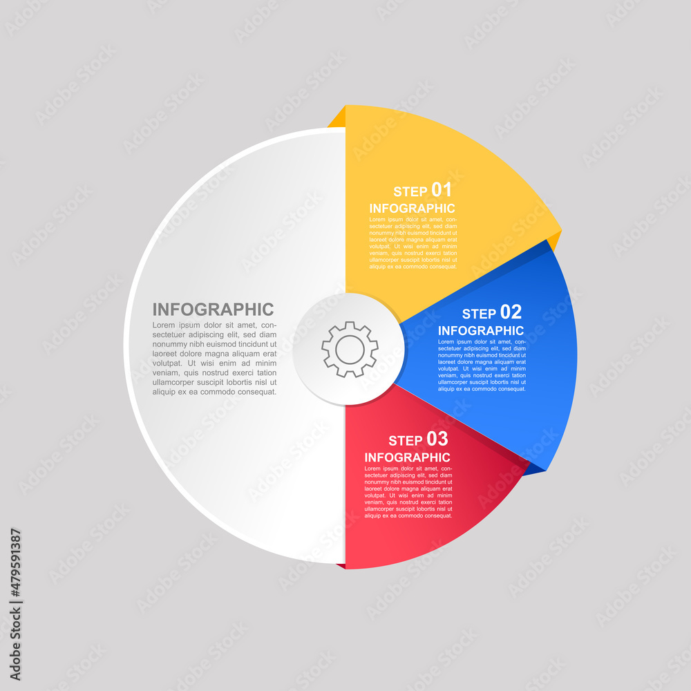 Vector template circle infographic. Business concept with 3 options and parts. Three steps ...