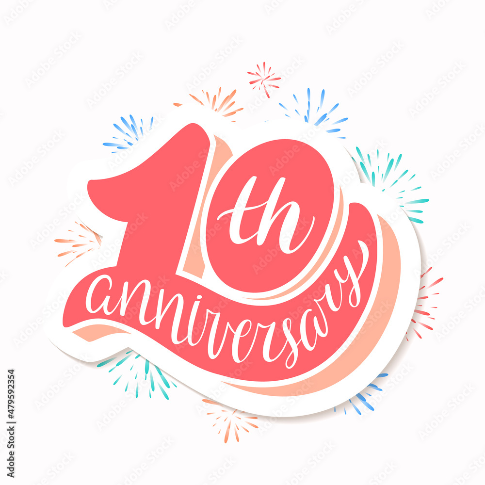 10th anniversary. Vector handwritten lettering card. Stock Vector ...