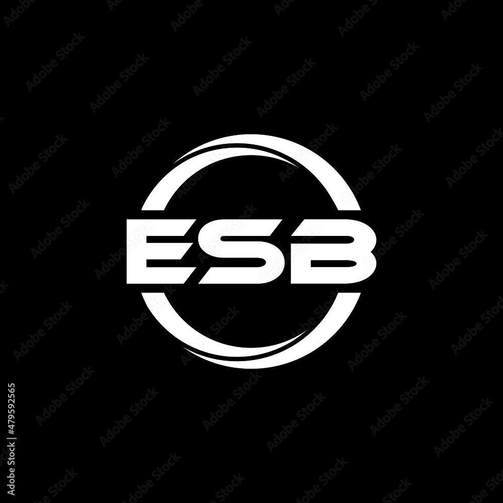 Vetor do Stock: ESB letter logo design with black background in ...