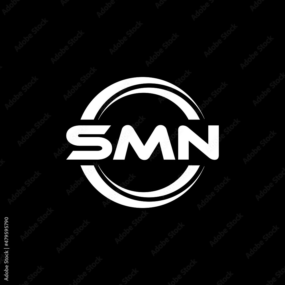 SMN letter logo design with black background in illustrator, vector ...