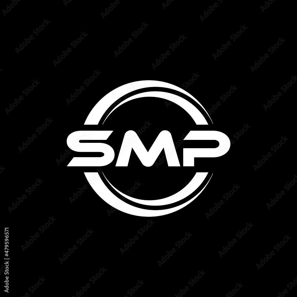 SMP letter logo design with black background in illustrator, vector ...