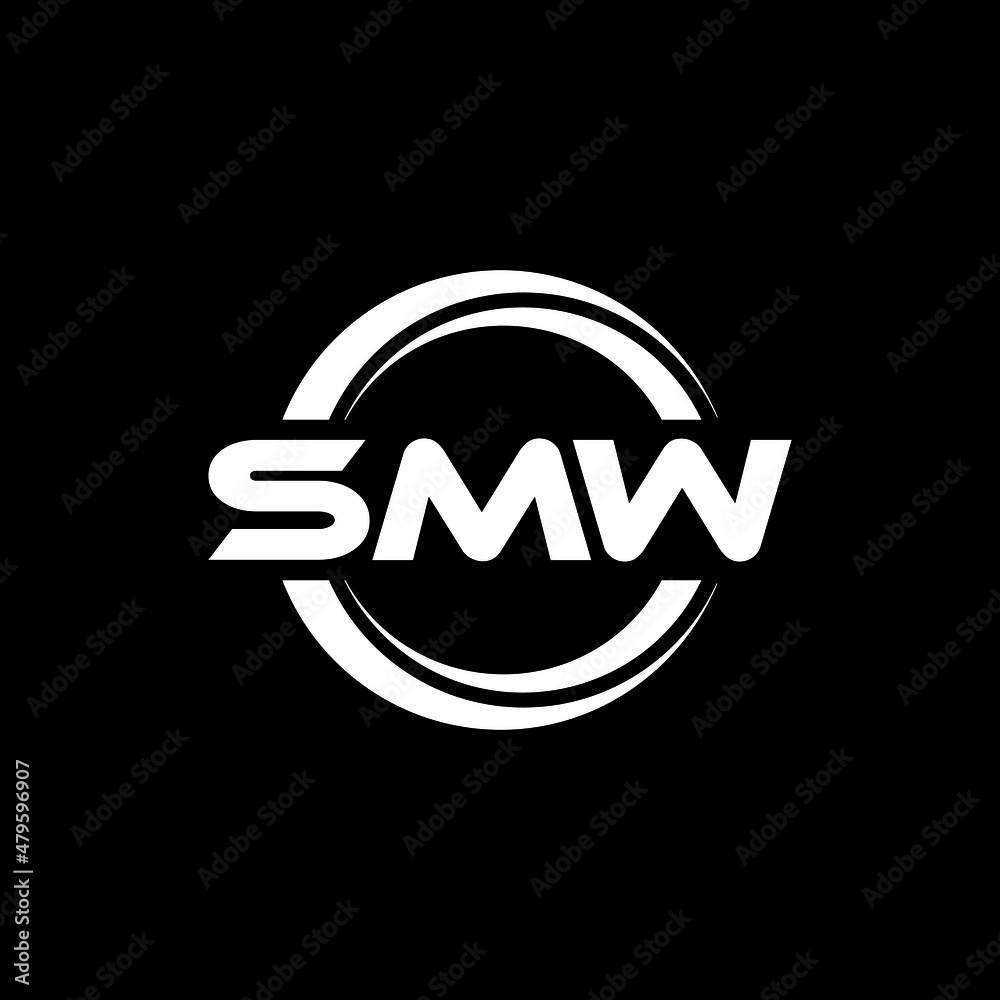 SMW letter logo design with black background in illustrator, vector ...