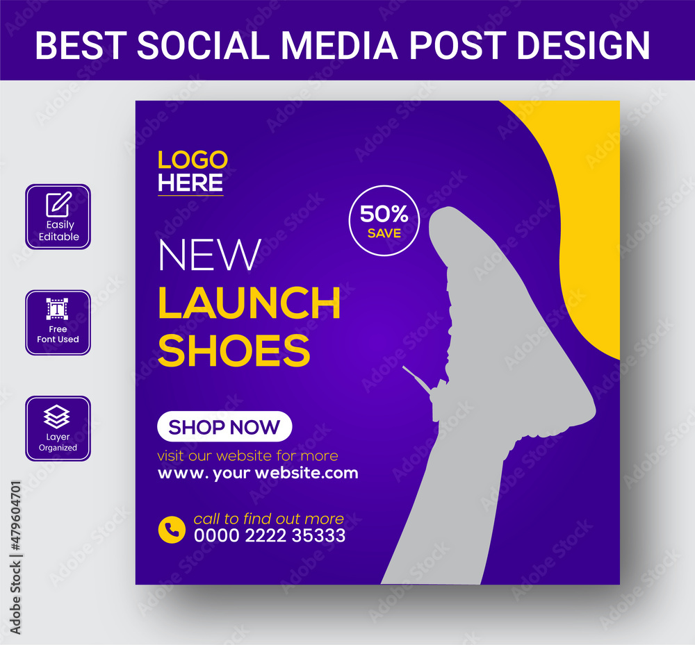 shoe social media Facebook and Instagram post template banner design ...