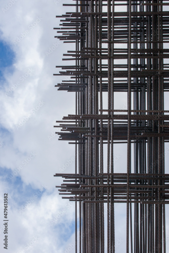 Reinforcing bars framework for armored concrete construction Stock ...