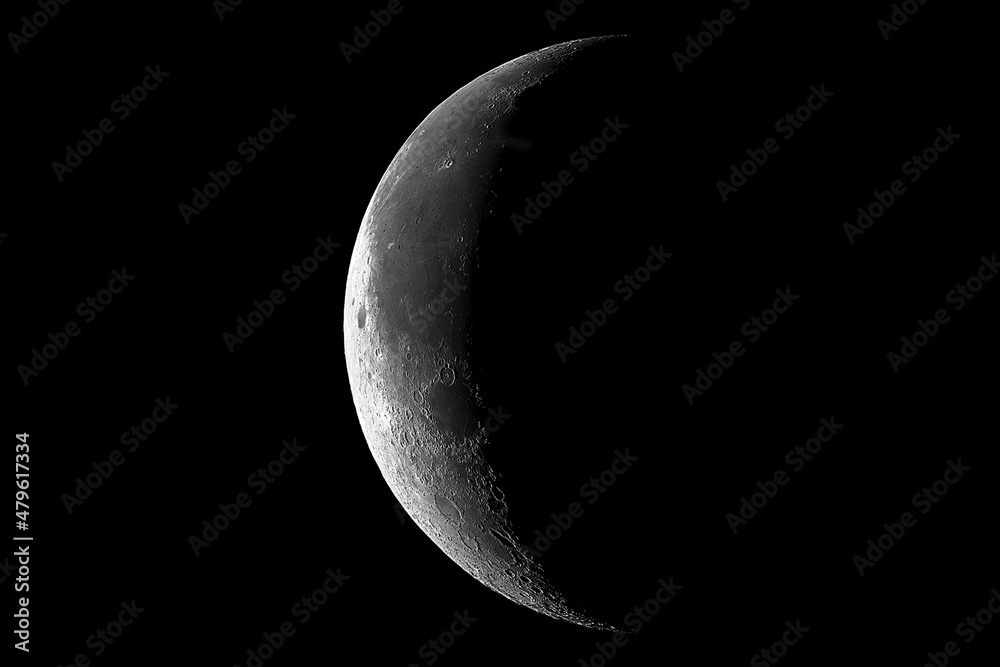 Luna en fase de cuarto menguante Stock Photo | Adobe Stock