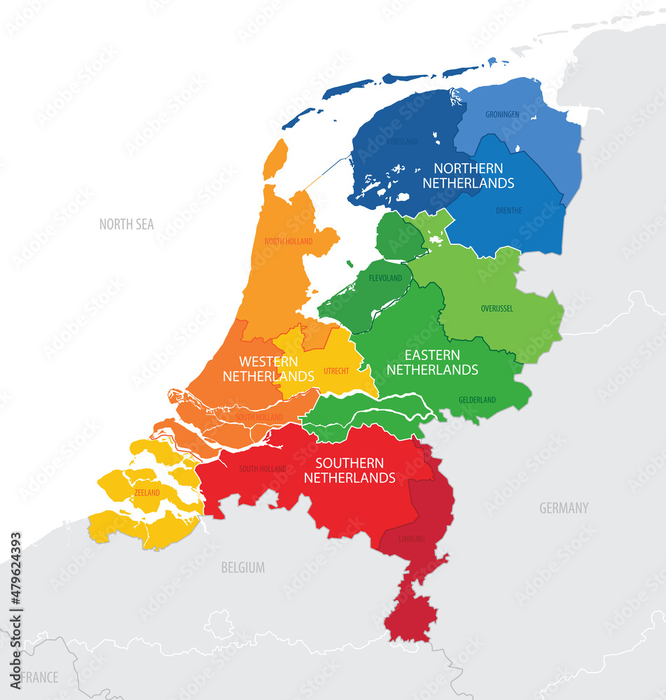 Map of the Netherlands with administrative divisions of the country ...