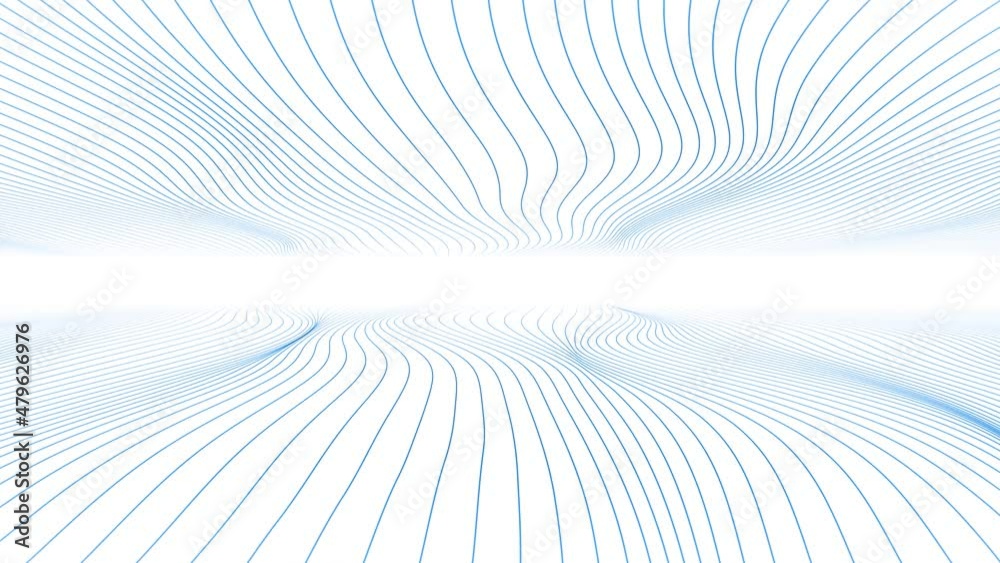 Seamless loop artistic curvy blue lines design on white screen ...