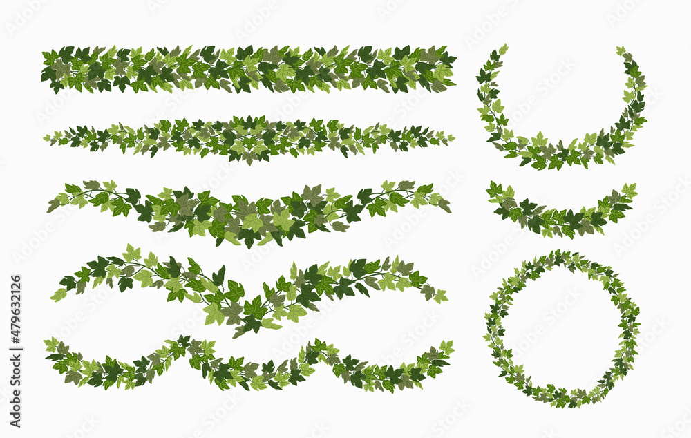 Vetor de Ivy vector vines and wreaths, and decorative elements made of ...