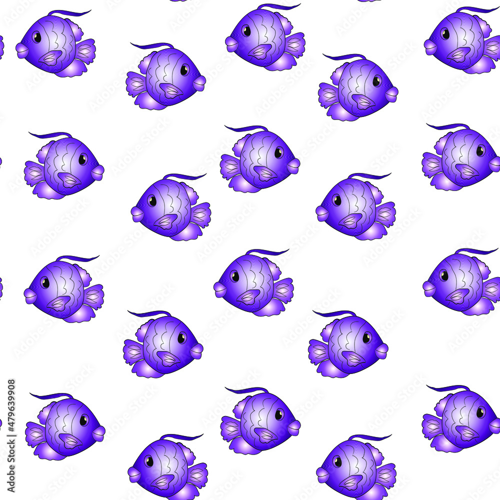 seamless fish pattern. Background with fish. Marine fo. Children's back ...