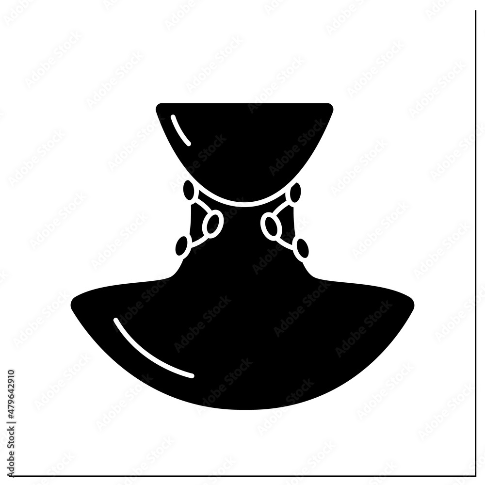 Lymph nodes glyph icon. Kidney-shaped organ of lymphatic system ...