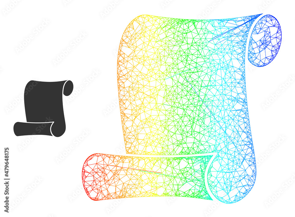 Mesh net paper roll frame illustration with spectral gradient. Vibrant ...