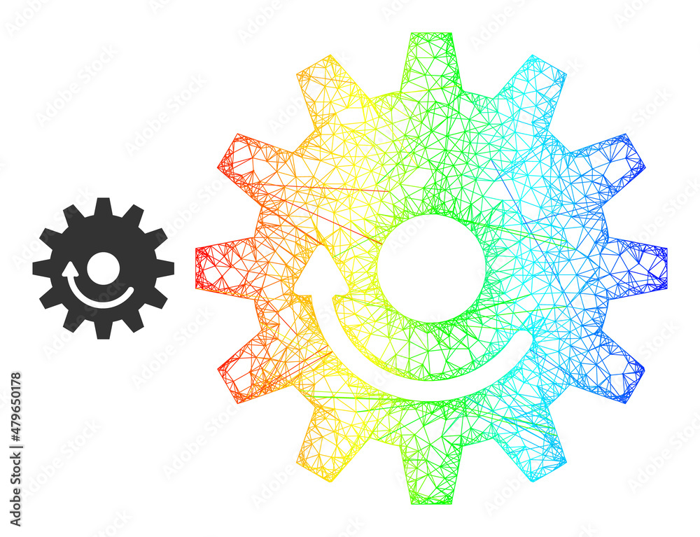Network gear wheel rotation frame illustration with spectral gradient ...