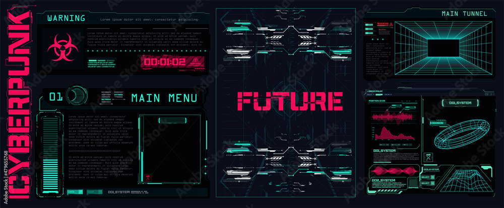 Good for game UI. Abstract digital technology Futuristic FUI, Virtual ...