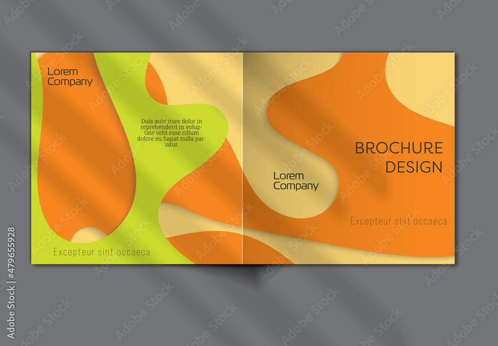 Brochure Cover Layout with Paper Cut Wavy Overlapping Shapes Stock ...