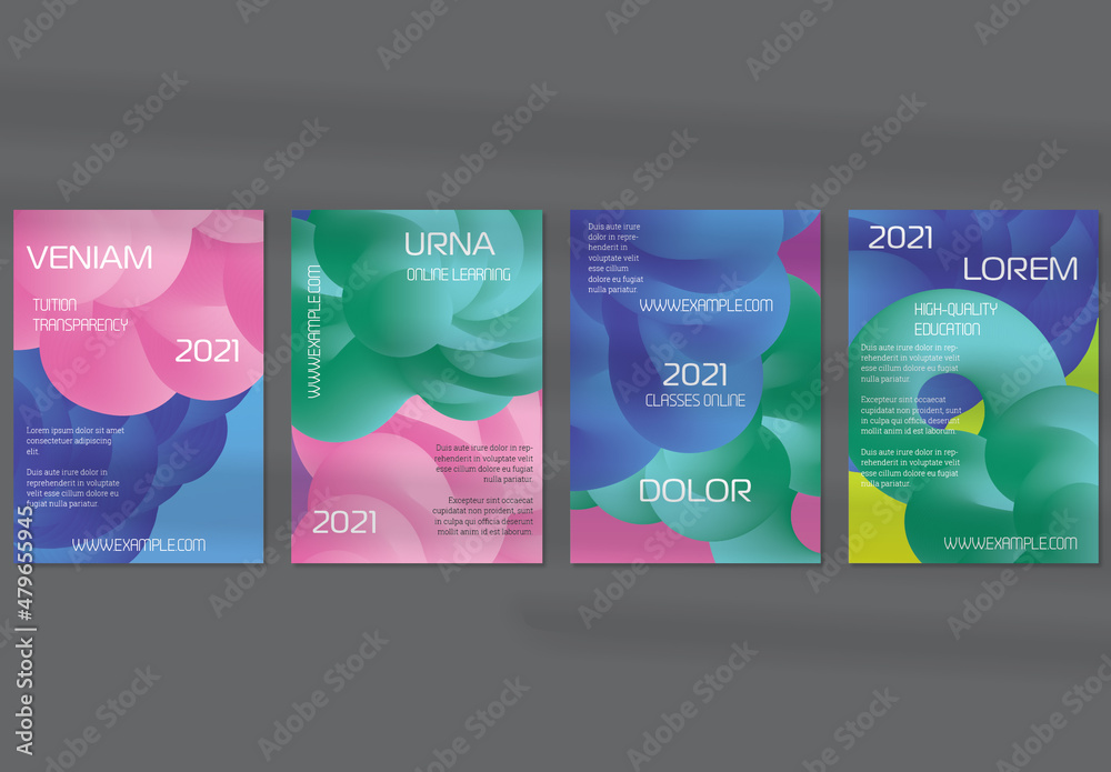 Flyer Layout with Futuristic Wavy Gradient Cloud Shape Stock Template ...