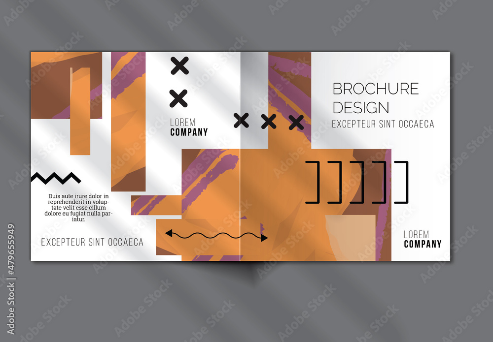 Brochure Cover Layout Set Geometric Shapes and Abstract Bright ...
