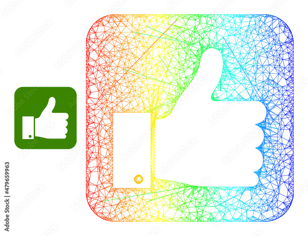 Net mesh thumb positive carcass icon with spectral gradient. Vibrant ...