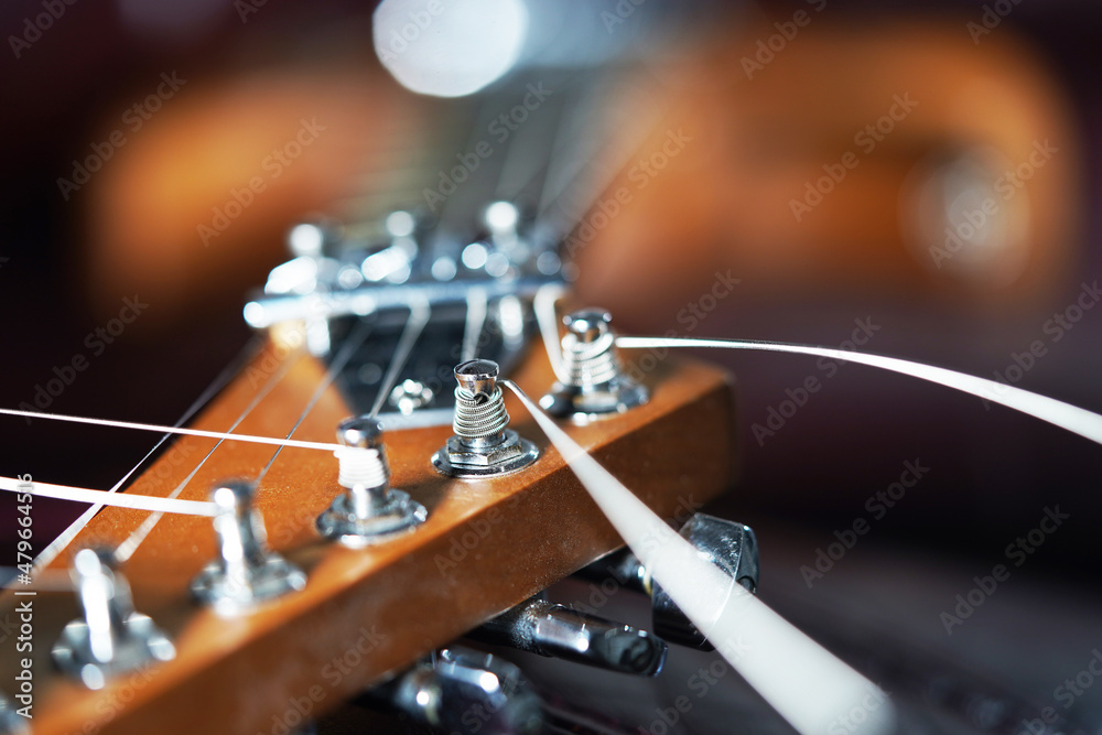 Art. Classical guitar close-up. Abstract background of musical stringed ...