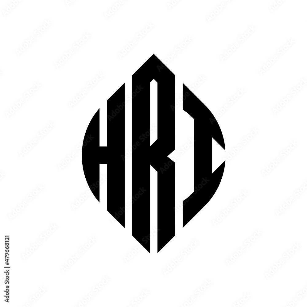 HRI circle letter logo design with circle and ellipse shape. HRI ...