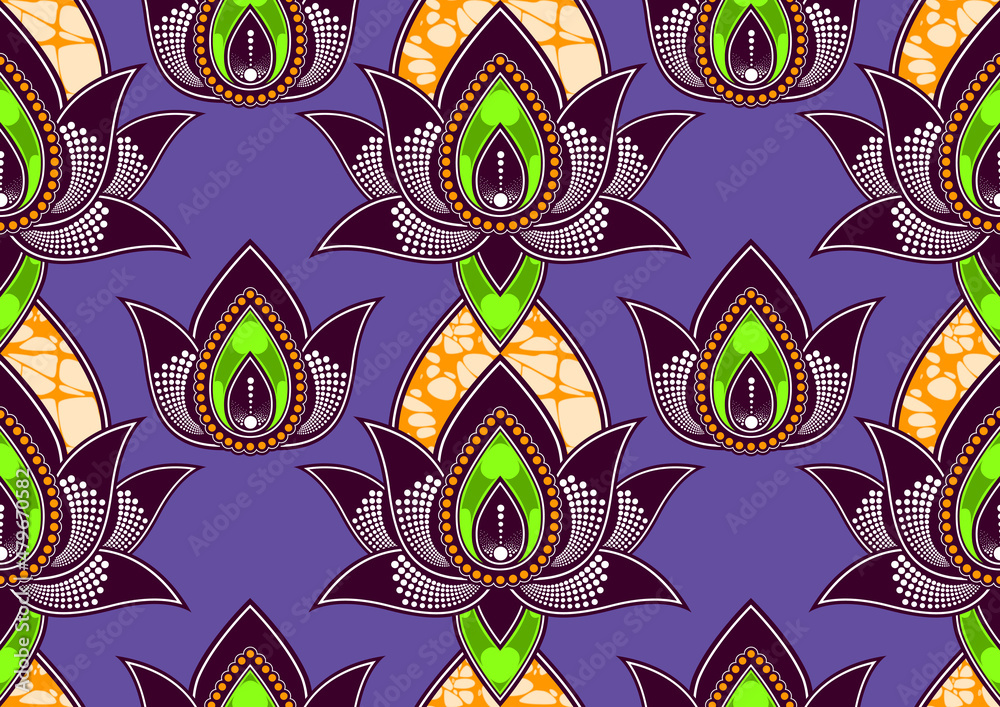seamless pattern of african abstract flower beautiful, neat lines and ...
