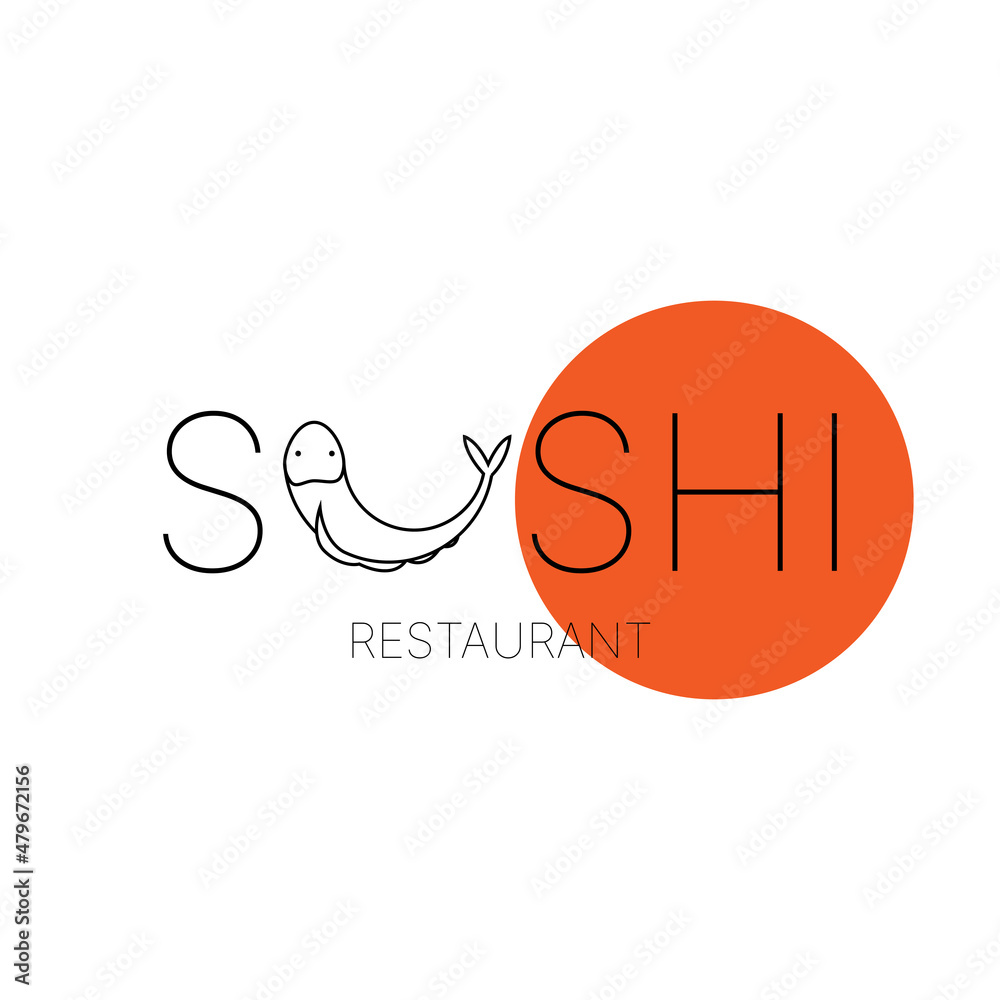 japanese Sushi restaurant logo design inspiration Stock Vector | Adobe ...