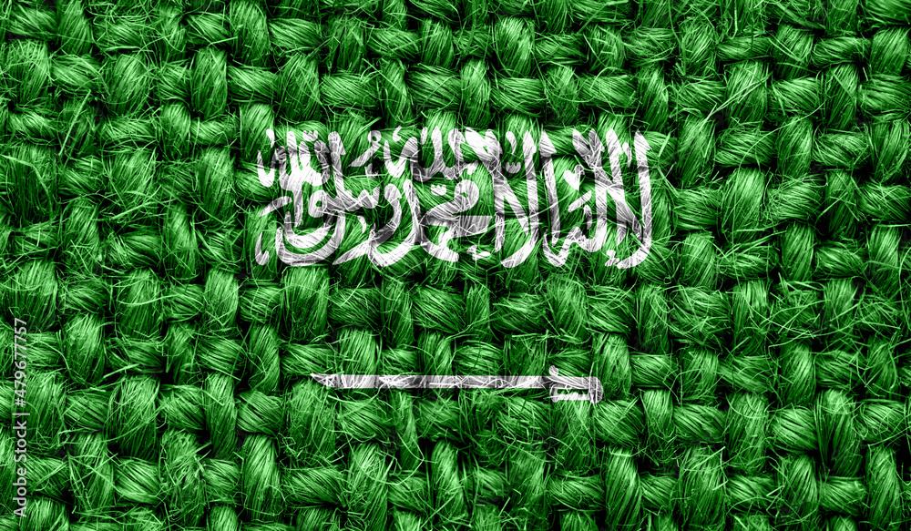 Saudi Arabia flag on fabric texture. 3D image Stock Illustration ...