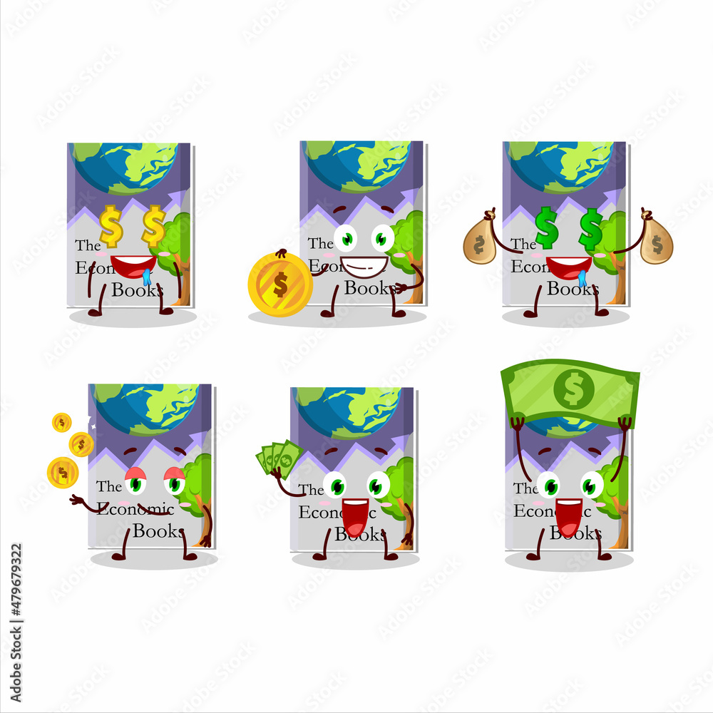 Economic books cartoon character with cute emoticon bring money Stock ...