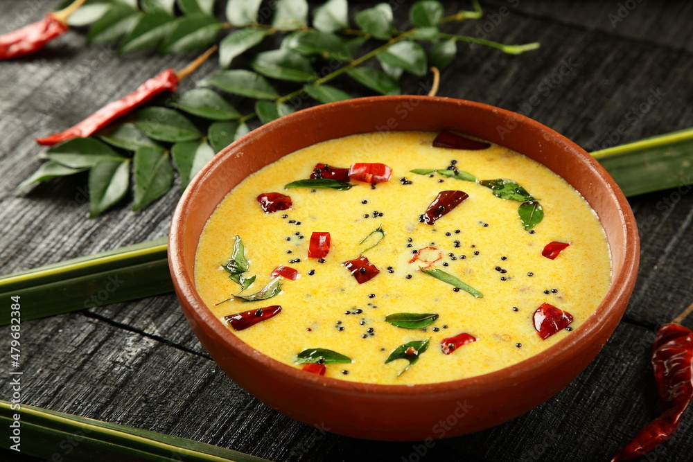 Spiced butter milk - moru curry, moru kachiyathu. Kerala foods. Stock ...