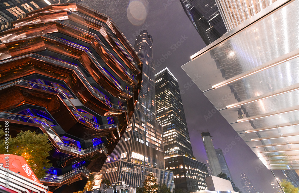 New York, USA - 2021: The Vessel 16 story structure built in 2019 is ...