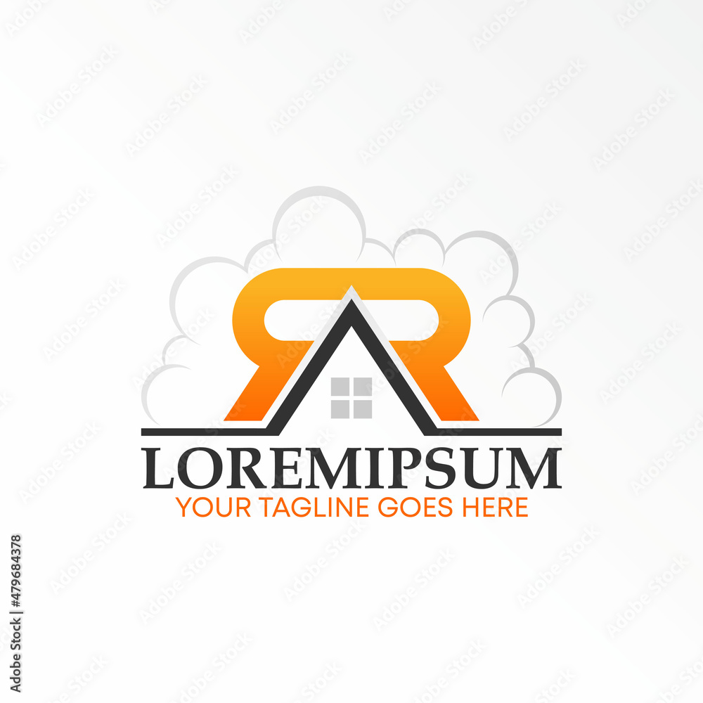 Double R or letter RR font with Roof house image graphic icon logo ...