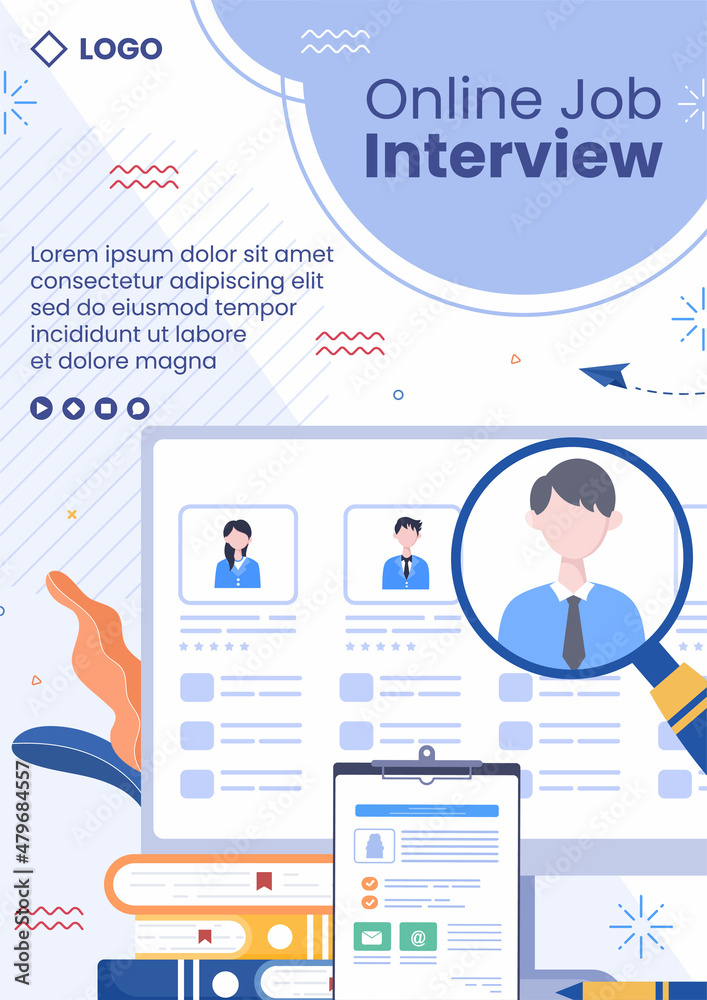 Job Interview Meeting and Candidate of Employment or Hiring Flyer ...