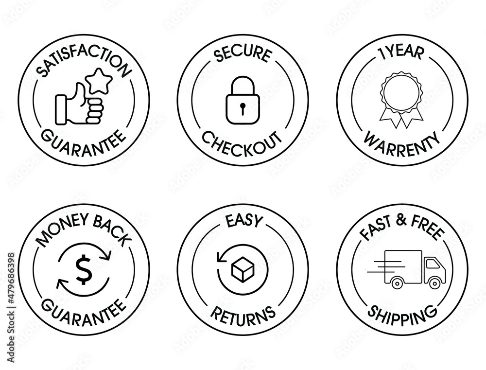 satisfaction guarantee, secure checkout, 1year warranty, money-back ...