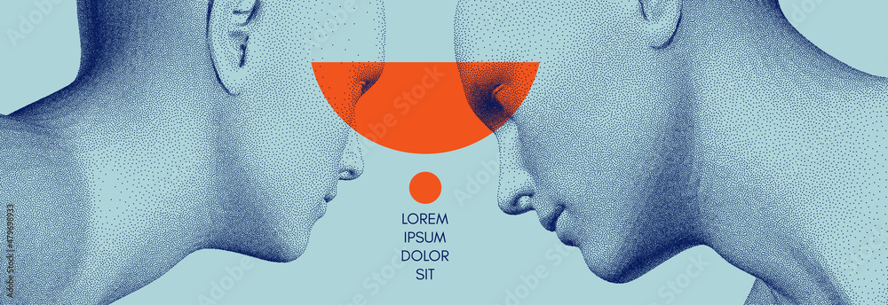 Two opponents facing each other. Conflict. People talk face to face ...