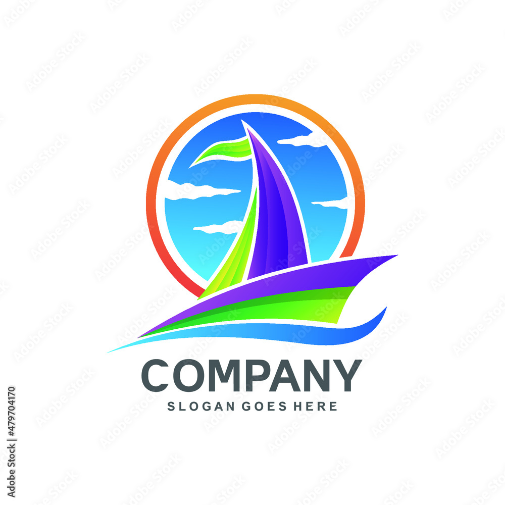 Gradient sail boat logo design in vector Stock Vector | Adobe Stock