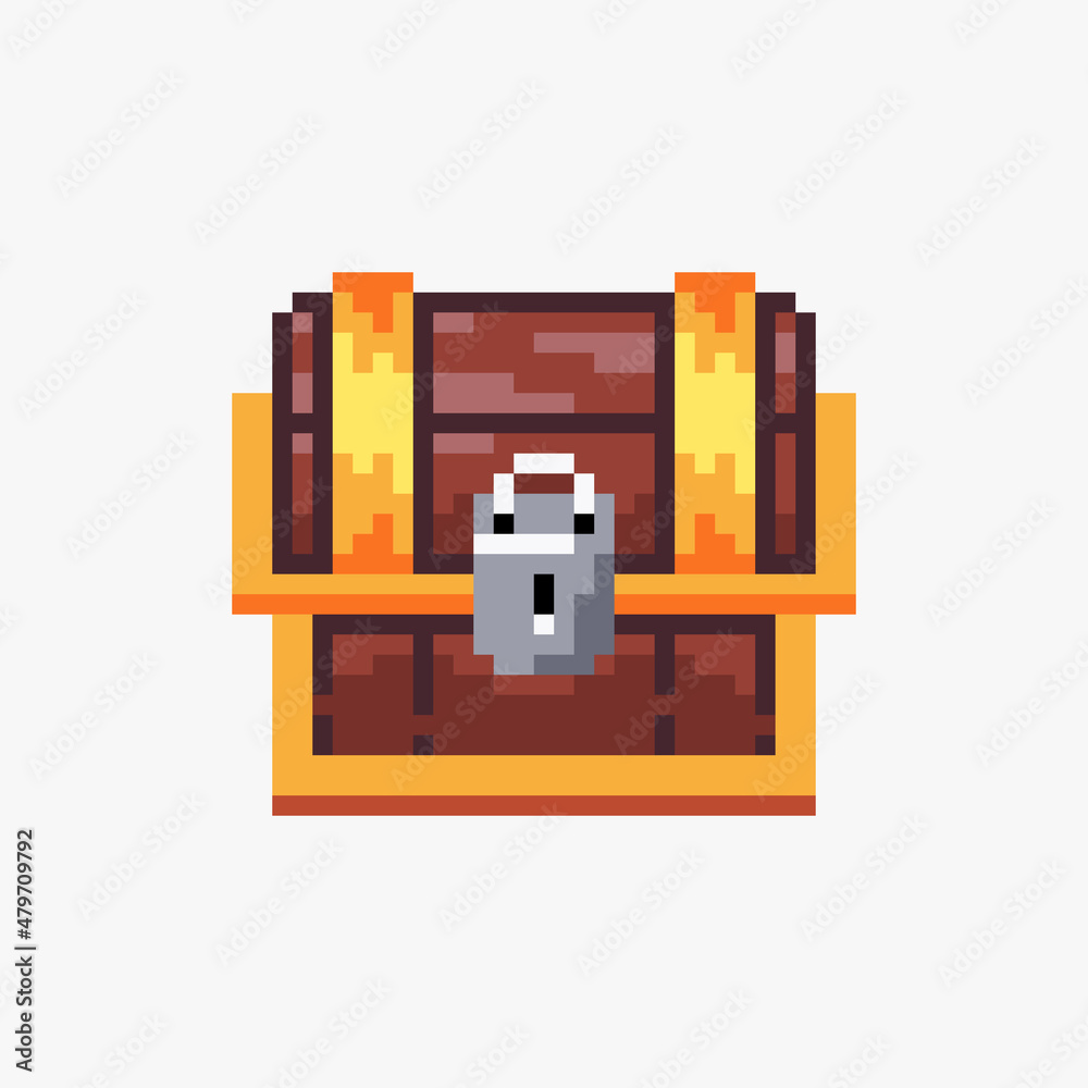 Treasure chest in pixel art style Stock Vector | Adobe Stock