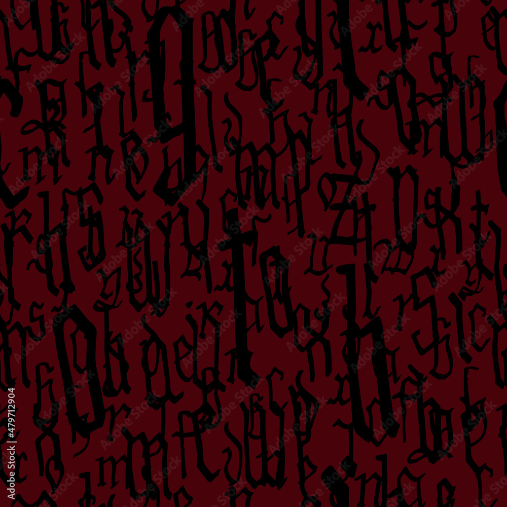 Pattern seamless Gothic style alphabet calligraphy, lettering. European ...