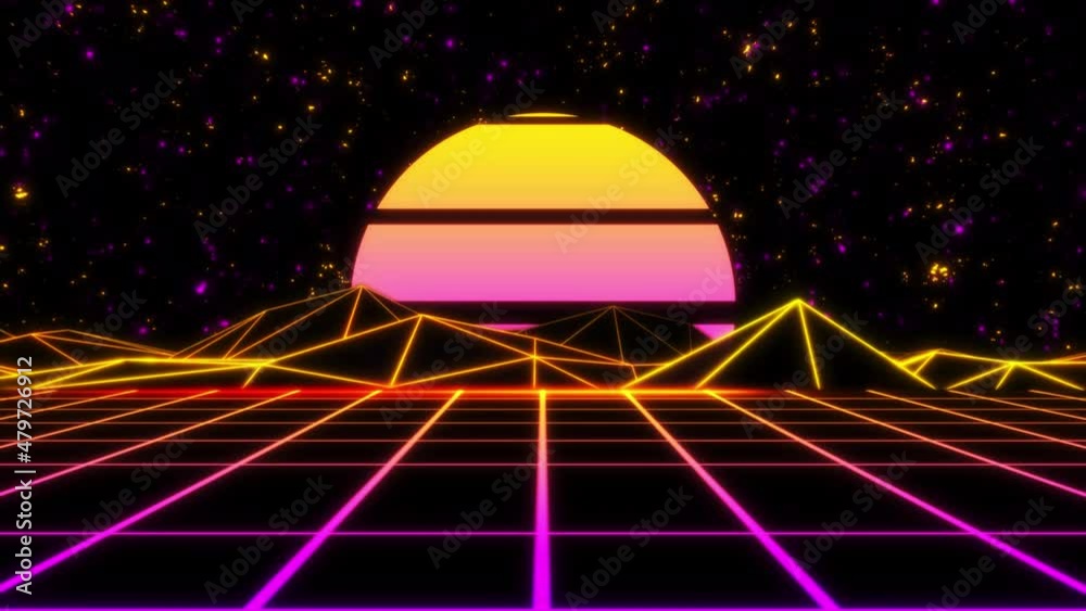 Concept 16-N1 Infinite abstract neon retrowave looping animated ...