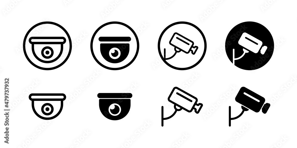 Security camera icon set. CCTV camera. Video surveillance. Vector on ... Security camera icon set. CCTV camera. Video surveillance. Vector on ...