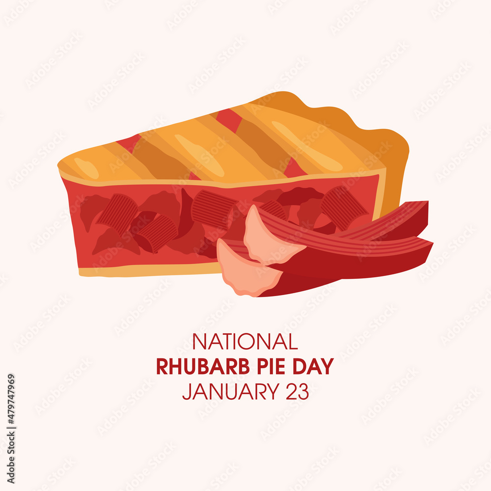 National Rhubarb Pie Day vector. Sweet rhubarb pie icon vector. Slice ...