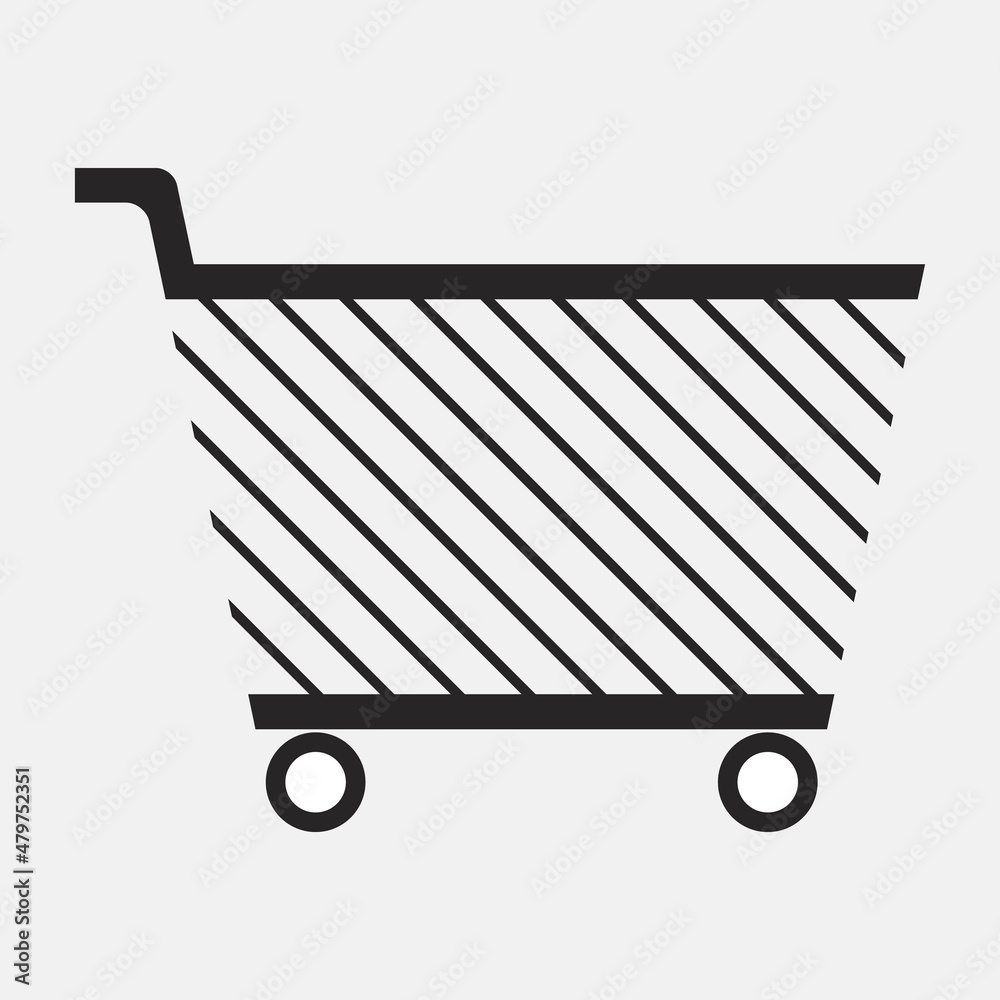 Black trolley silhouette. Simple outline icon. Shopping cart for ...