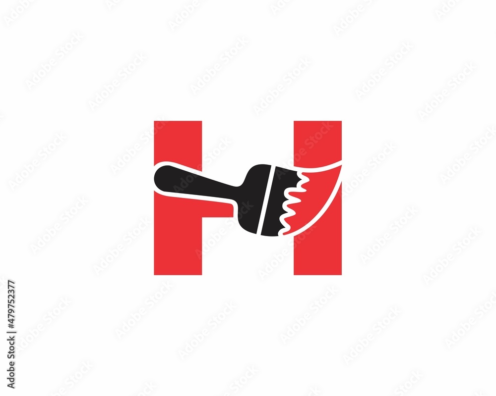 Letter H With Paint Brush Logo Icon 001 Stock Vector | Adobe Stock