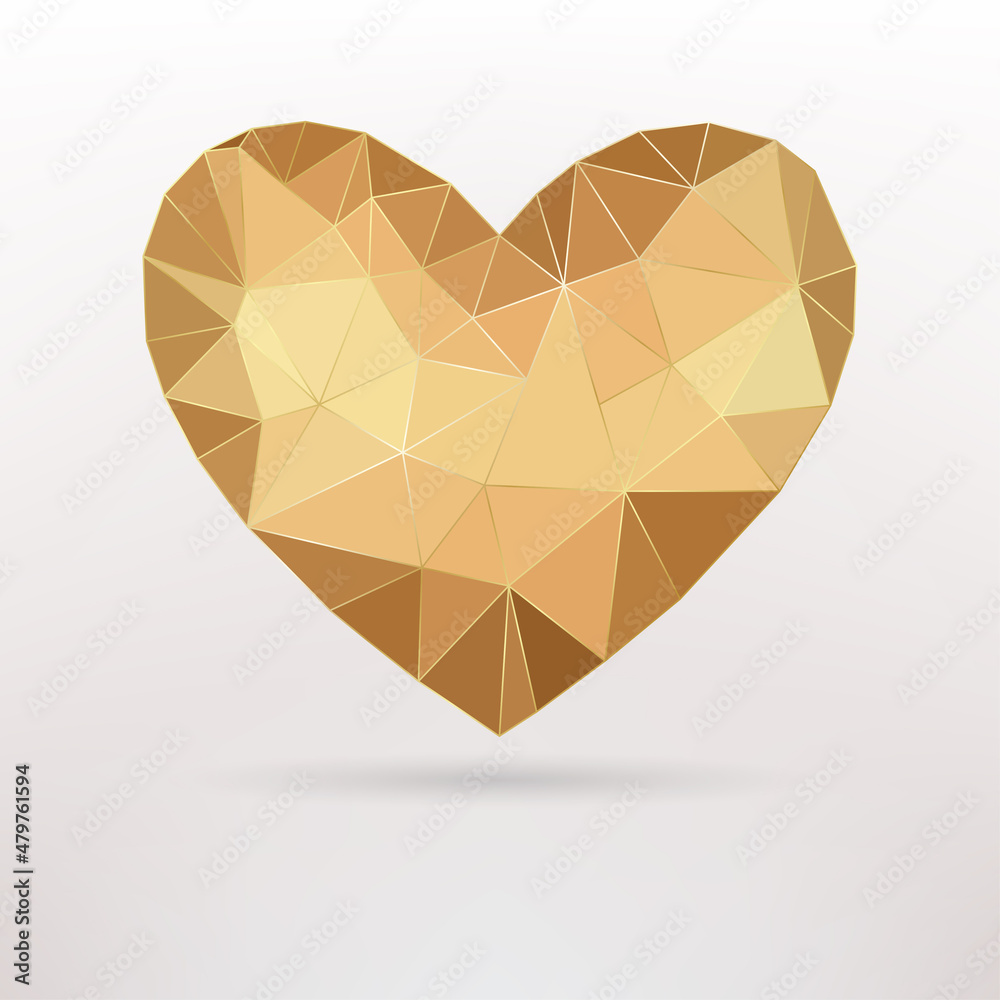 Geometric gold heart shape with gold background texture design for ...