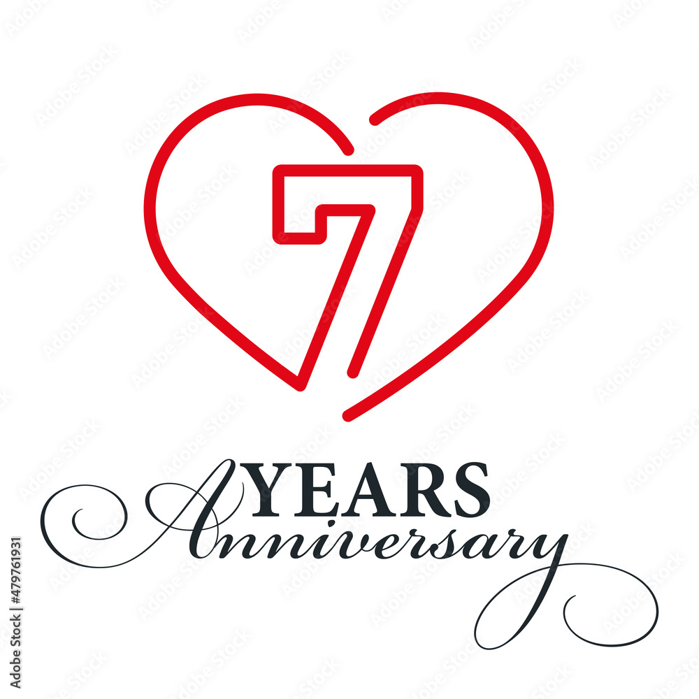 7 years anniversary celebration number seven bounded by a loving heart ...