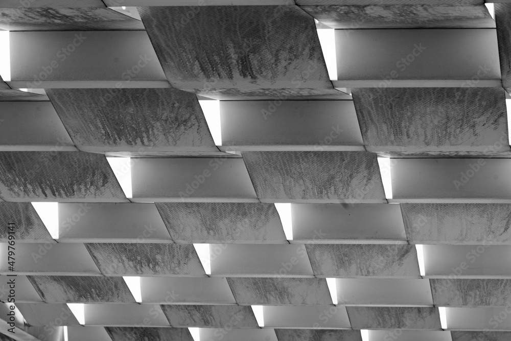 Textile ceiling design, abstract geometric shapes Stock Photo | Adobe Stock