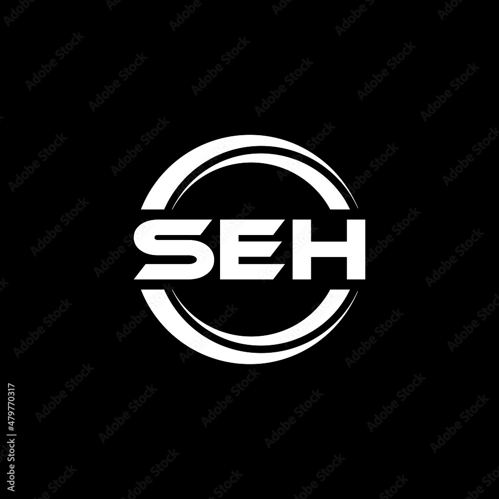 SEH letter logo design with black background in illustrator, vector ...