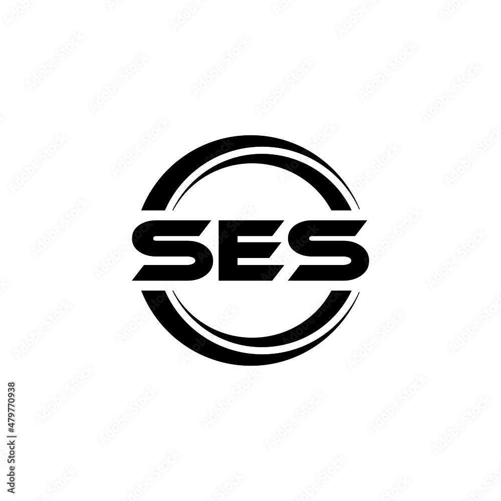 SES letter logo design with white background in illustrator, vector ...