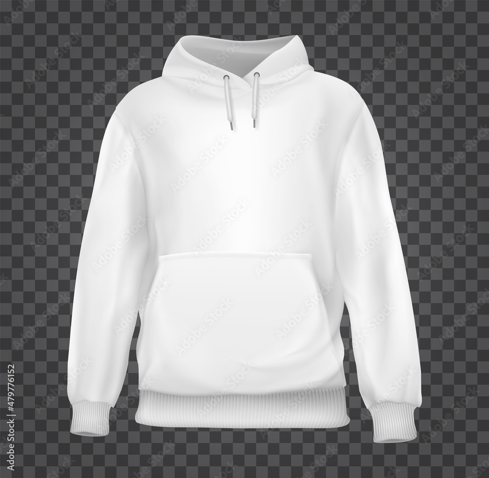 Realistic white hoodie base cloth isolated on transparent background ...
