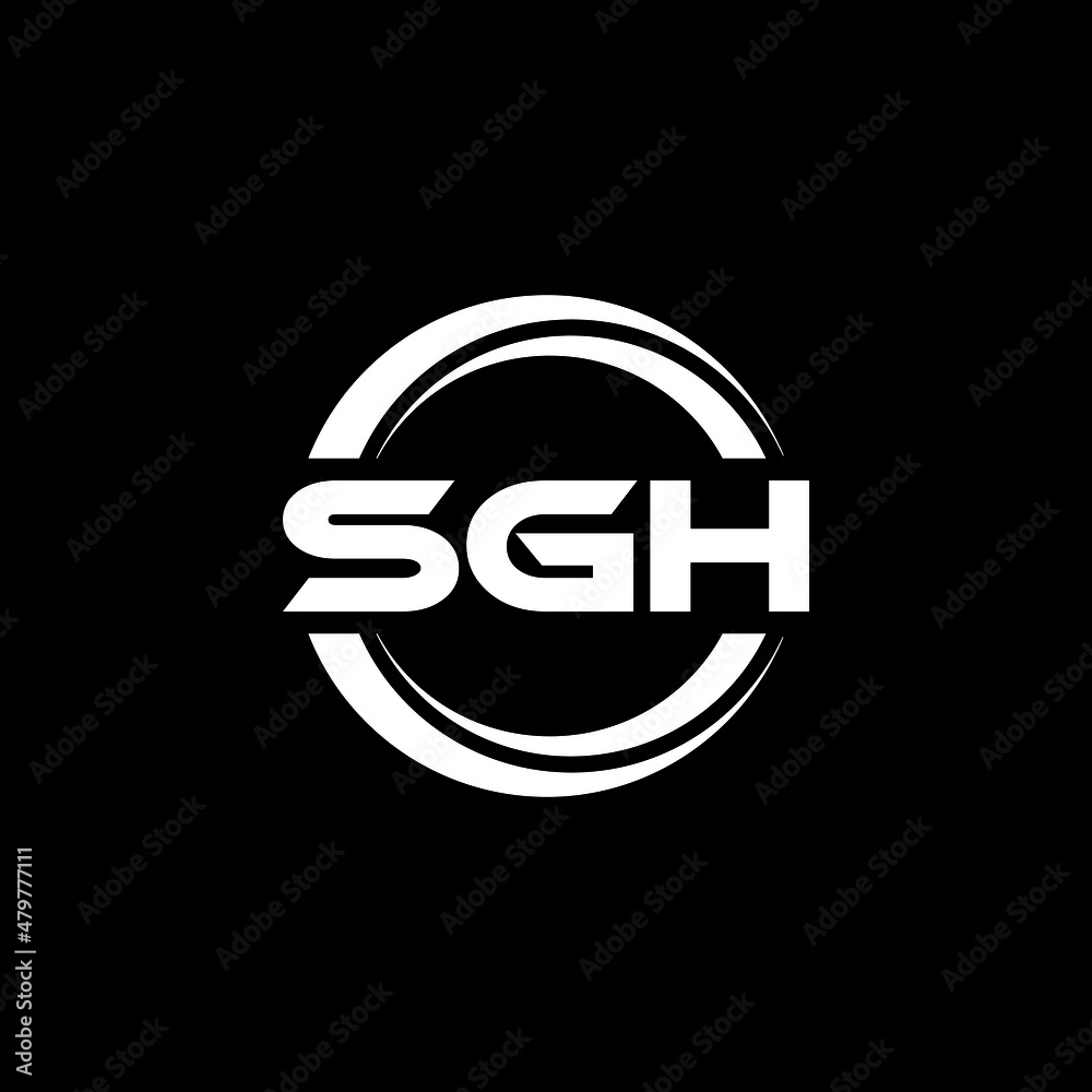 SGH letter logo design with black background in illustrator, vector ...