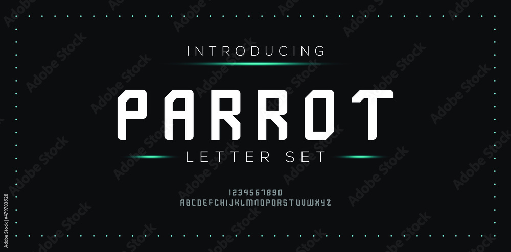 PARROT original tech and modern font design. creative typeface letter ...